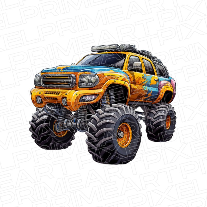 Captivating Monster Truck Clipart Designs Pack, 10 Unique Illustrations ...