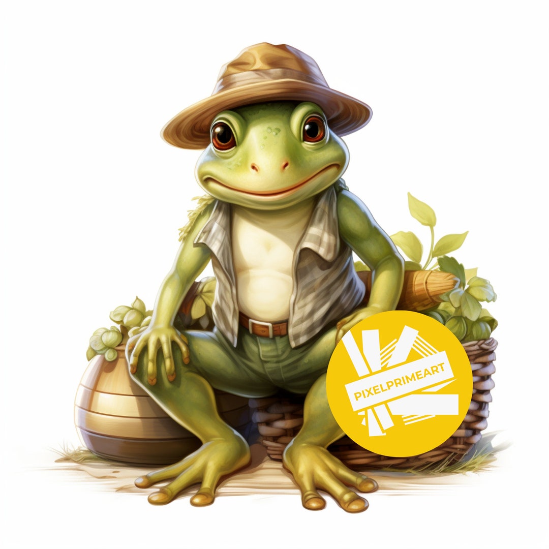Farmer Frog Clipart, Printable Clipart, Frog Clipart, High Quality PNG ...