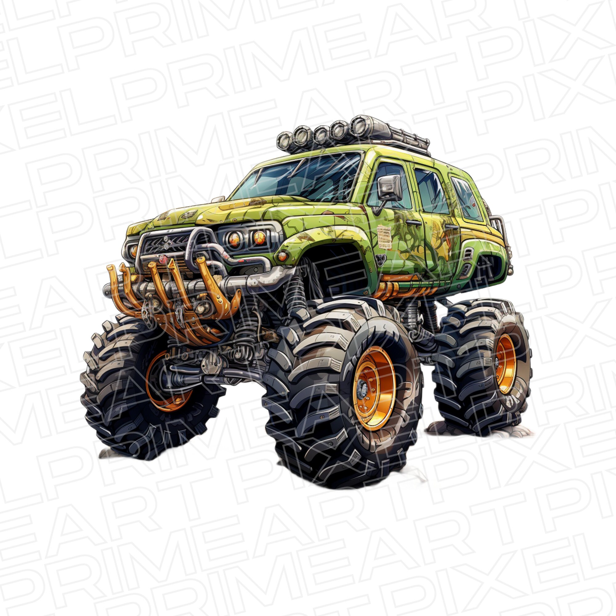 Captivating Monster Truck Clipart Designs Pack, 10 Unique Illustrations ...