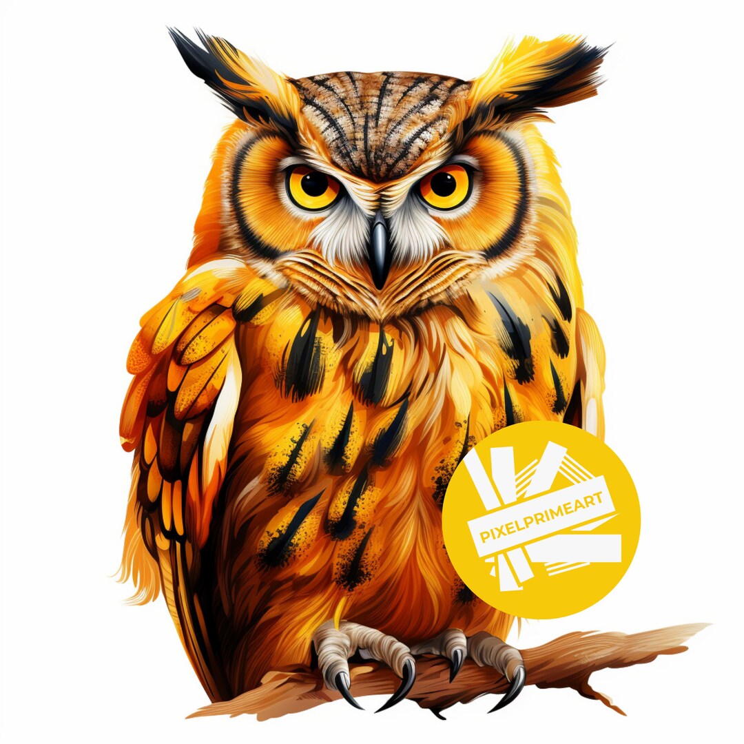Yellow Owl Clipart, Printable Clipart, Owl Clipart, High Quality PNG ...