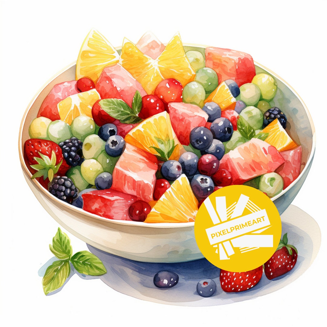Fruit Salad Watercolor Clipart, Printable Watercolor Clipart, Fruit ...