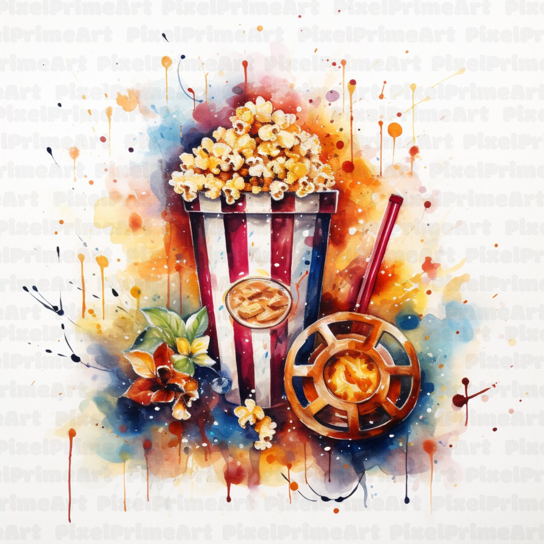 Movie Poster Watercolor Clipart, Printable Watercolor Clipart, Movie ...