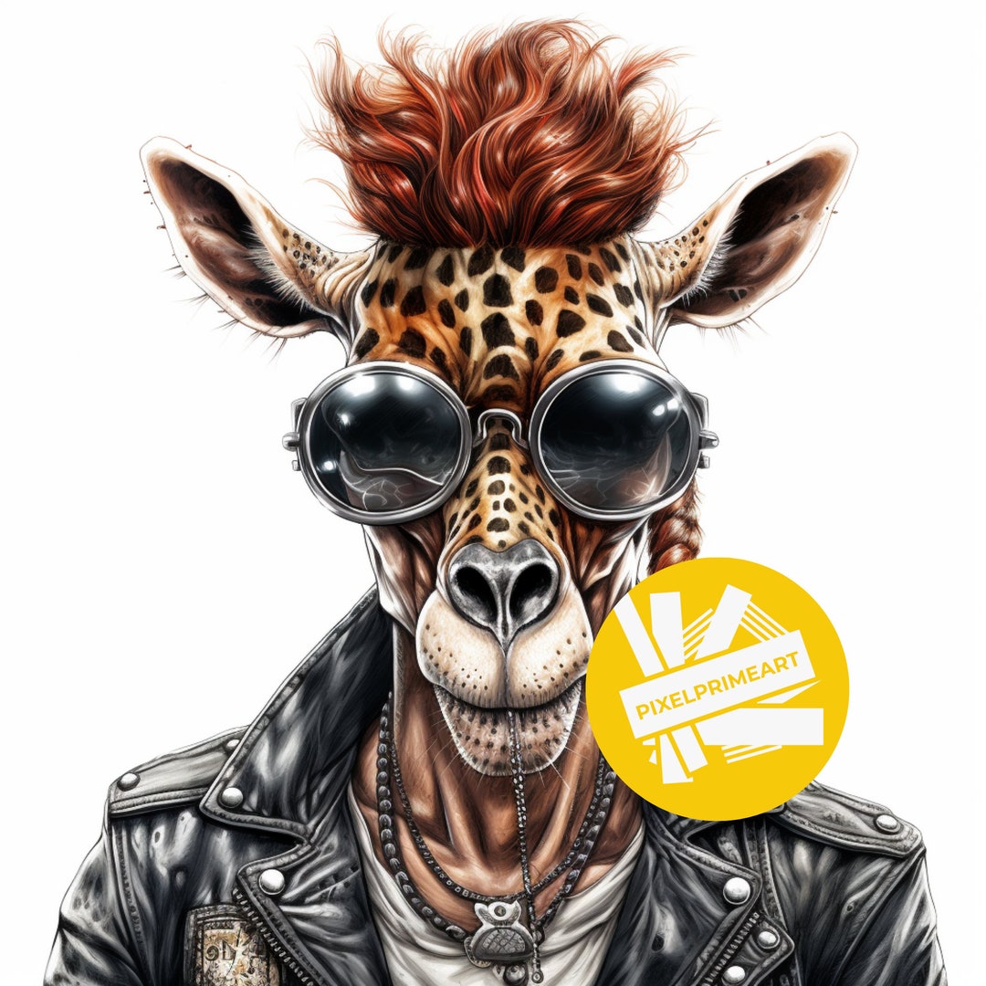 Punk Rock Giraffe Clipart, Printable Clipart, Giraffe Clipart, High ...