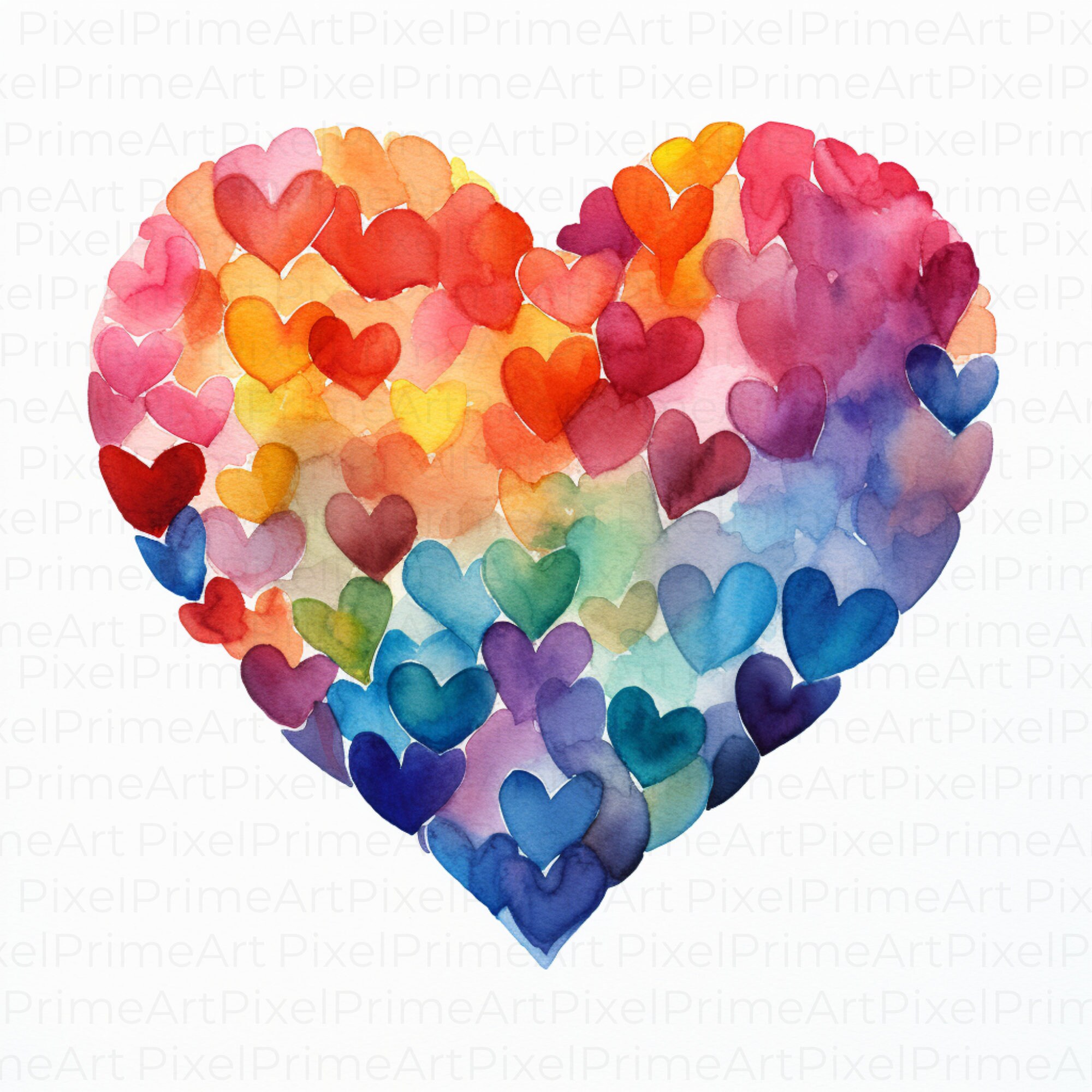 8 Watercolor Heart Clipart, Printable Watercolor Clipart, Heart Clipart ...