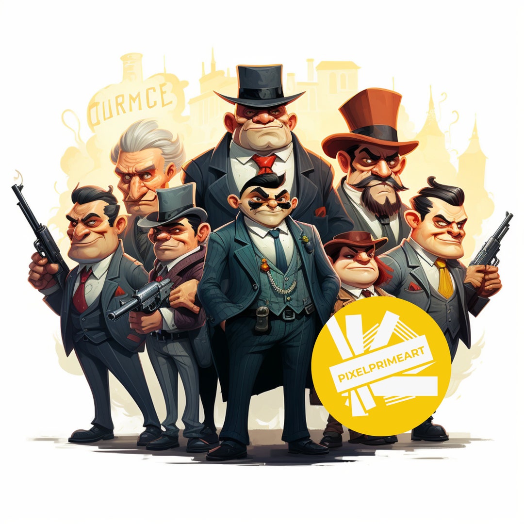 Cheerful Mafia Sidekicks Clipart, Printable Clipart, Mafia Clipart ...