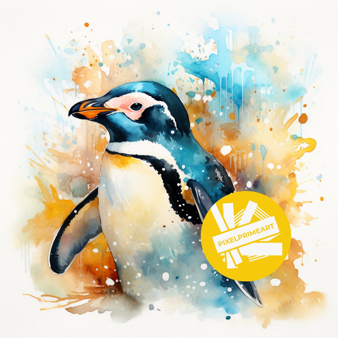 Watercolor Penguin Clipart, Printable Watercolor Clipart, Penguin ...
