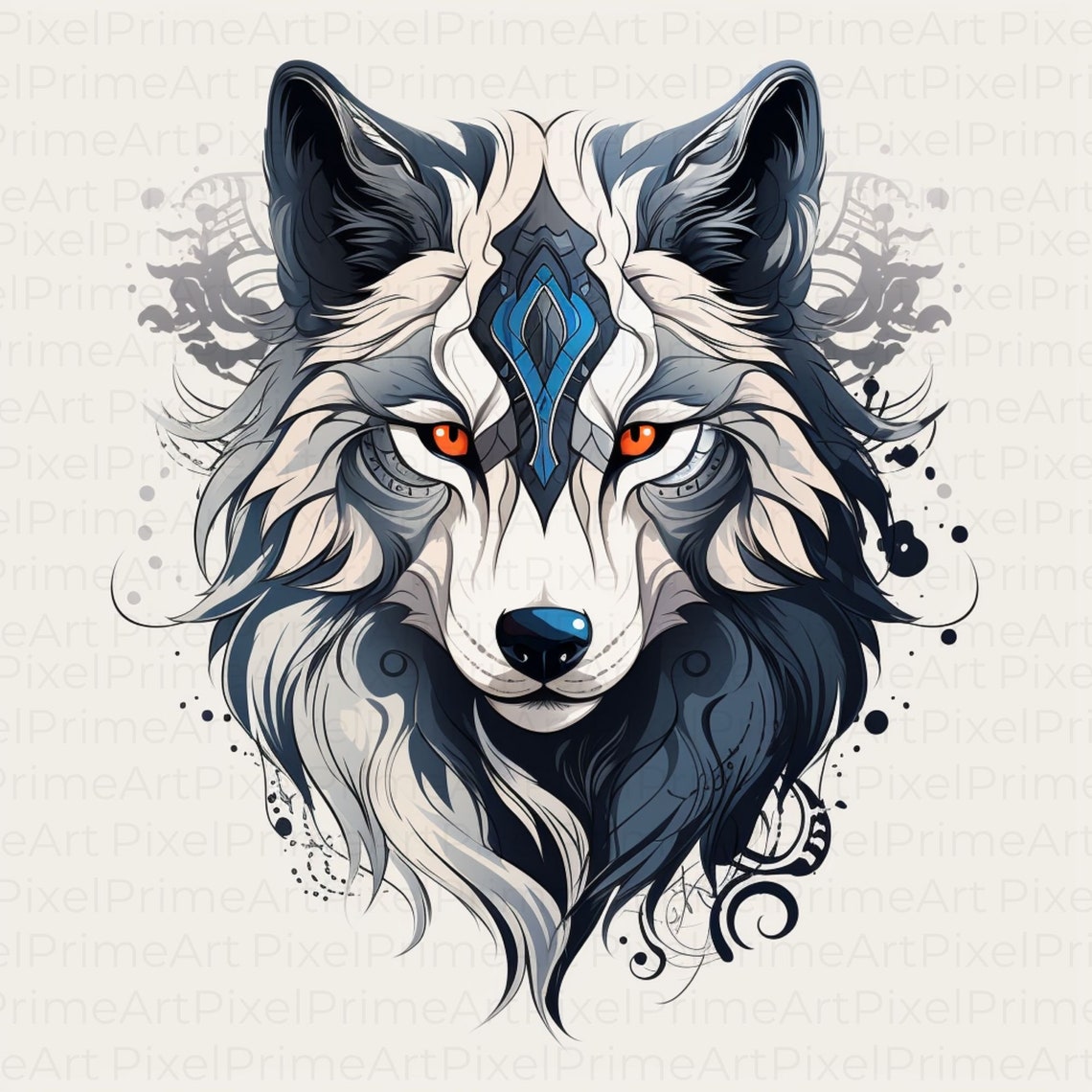 10 Tribal Wolf Clipart, Wolf Designs, Digital Clipart, Watercolor ...