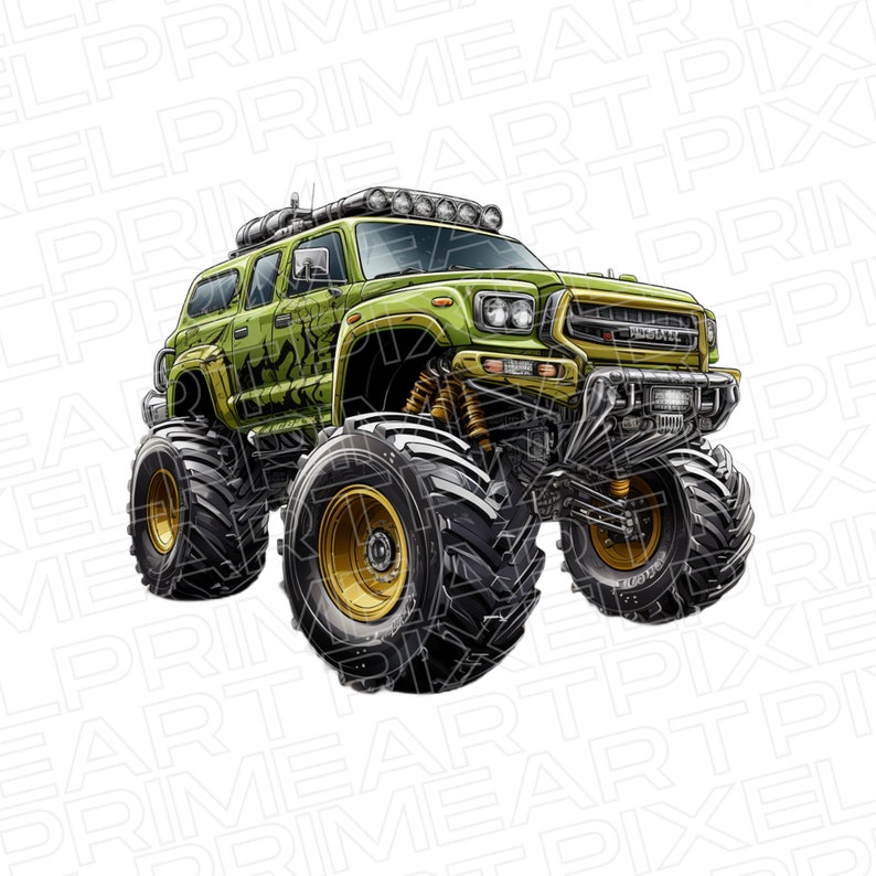 Captivating Monster Truck Clipart Designs Pack, 10 Unique Illustrations ...