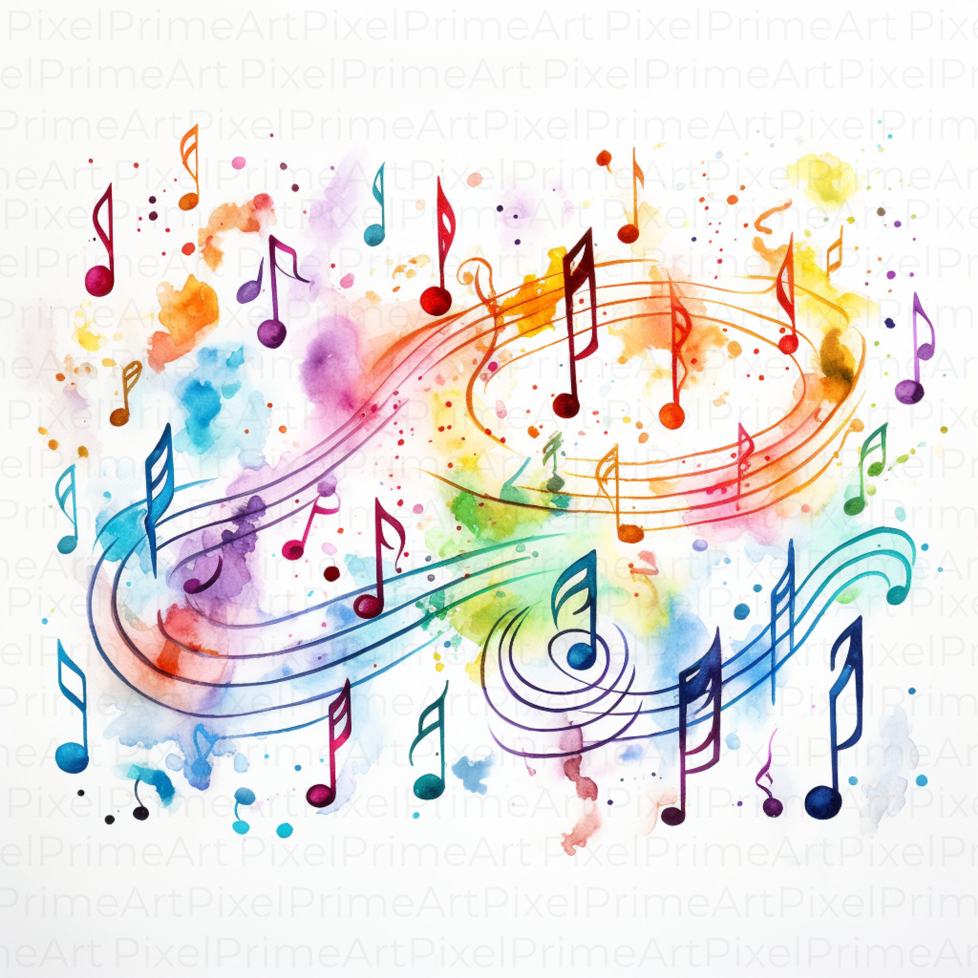 8 Watercolor Music Notes Clipart, Printable Watercolor Clipart, Music ...