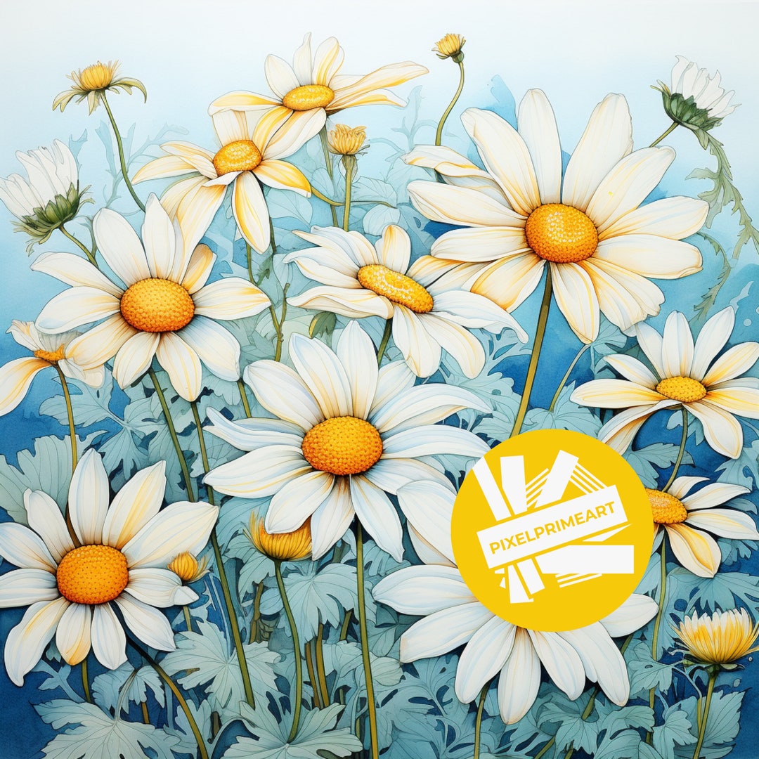Daisy Chain Clipart, Printable Watercolor Clipart, Flower Clipart, High ...