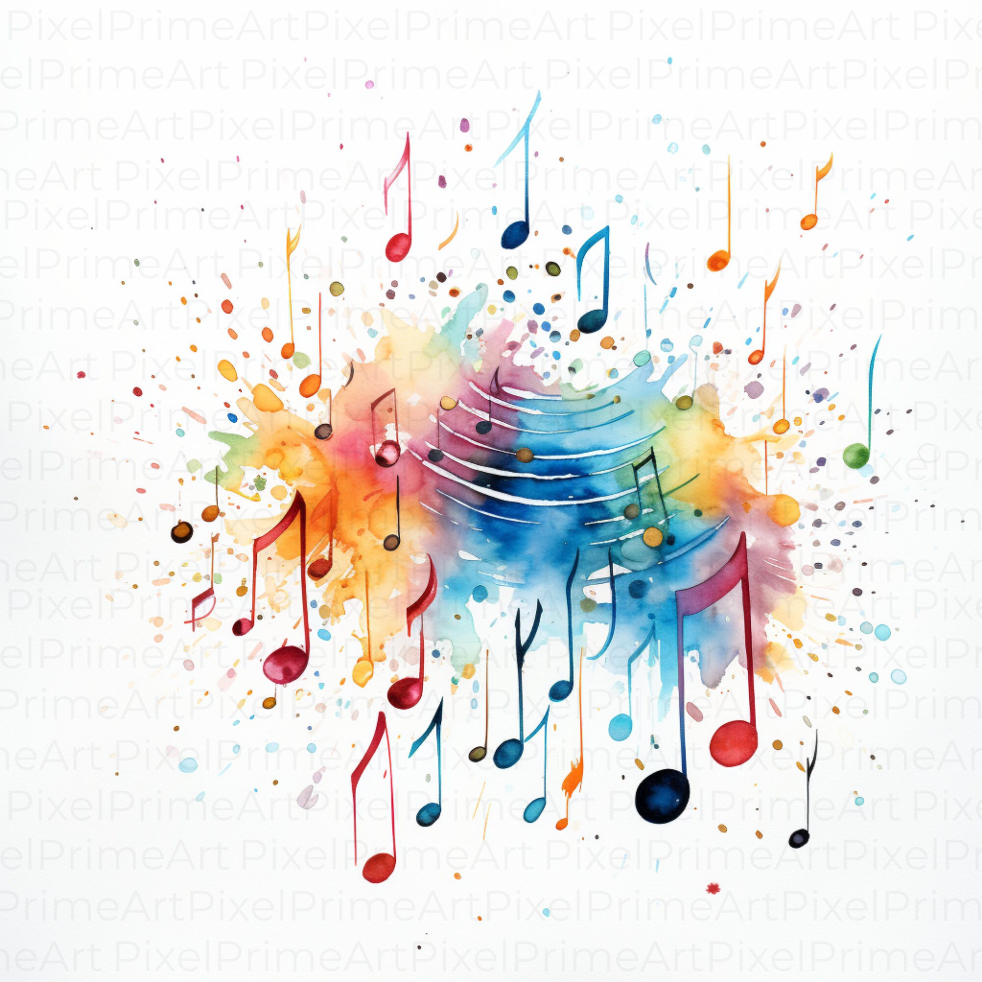 8 Watercolor Music Notes Clipart, Printable Watercolor Clipart, Music ...