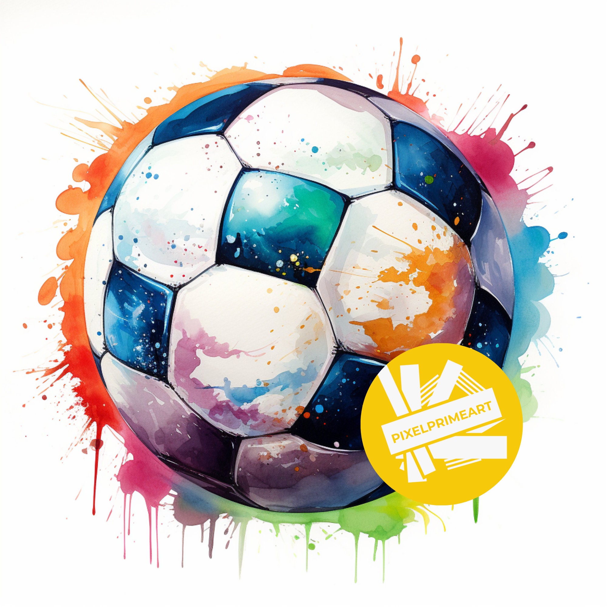 12 Watercolor Soccer Ball Clipart, Printable Watercolor Clipart, Soccer ...
