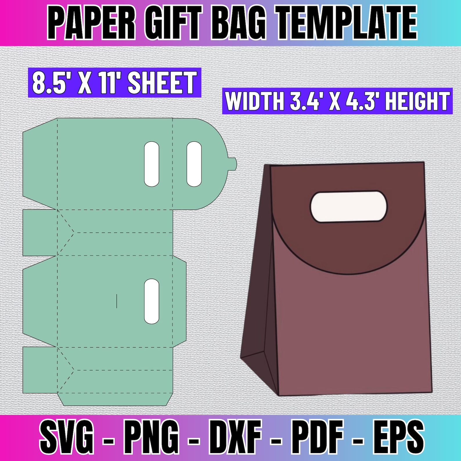 Paper Gift Bag Template: Favor Box SVG, Cricut Cut Files (digital ...