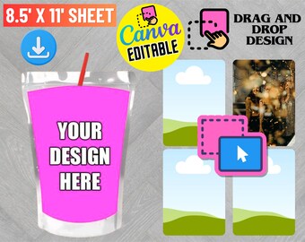 Capri Sun Template, Blank Capri Sun Template, Juice Pouch Label, Juice ...