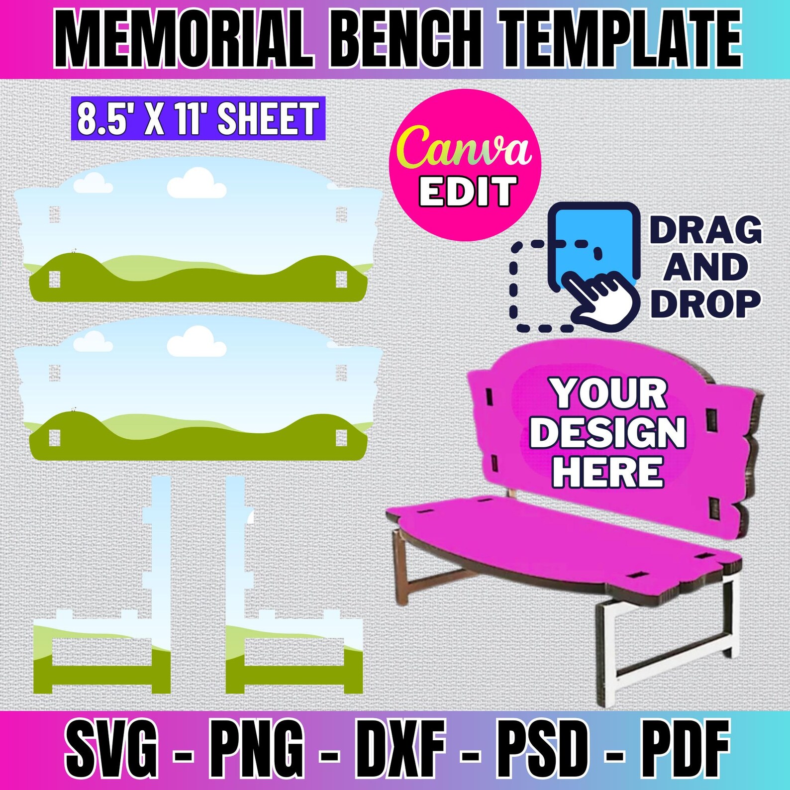 Memorial Bench Template: Laser Cut Files (digital Download) - Etsy