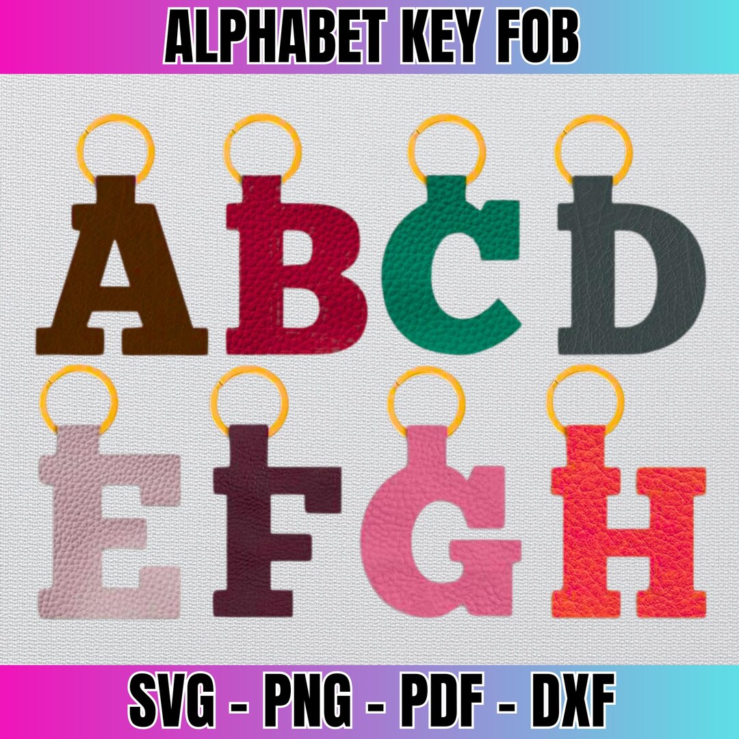 Alphabet Key Fob Svg, All Latter Bag Tag Fob Template, Faux Leather ...
