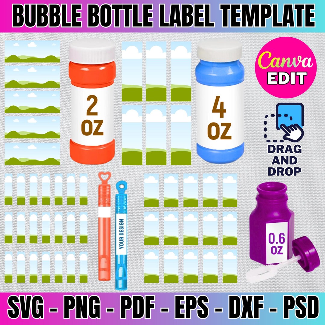 Bubble Bottle Label Template (canva - Svg, Png, Eps, Dxf) - Etsy
