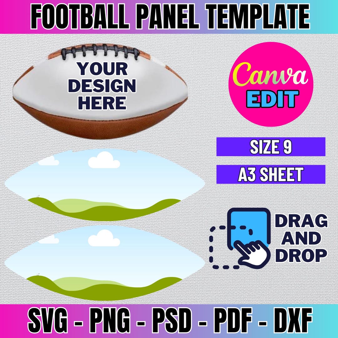 Football Panel Template, DIY Custom Photo Ball Wrap, Football Ball ...