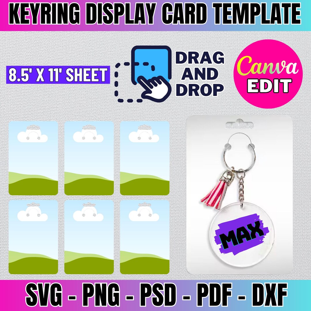 Keychain Display Card Template, Keyring Display Card Svg, Keyring ...