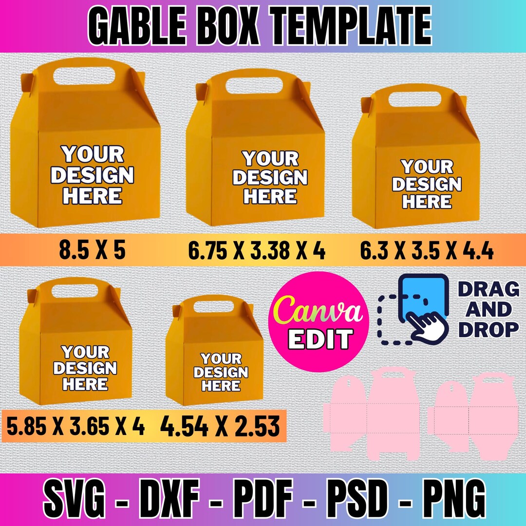 Gable Box Template SVG Bundle: DIY Gift Box Cut Files (digital Download ...