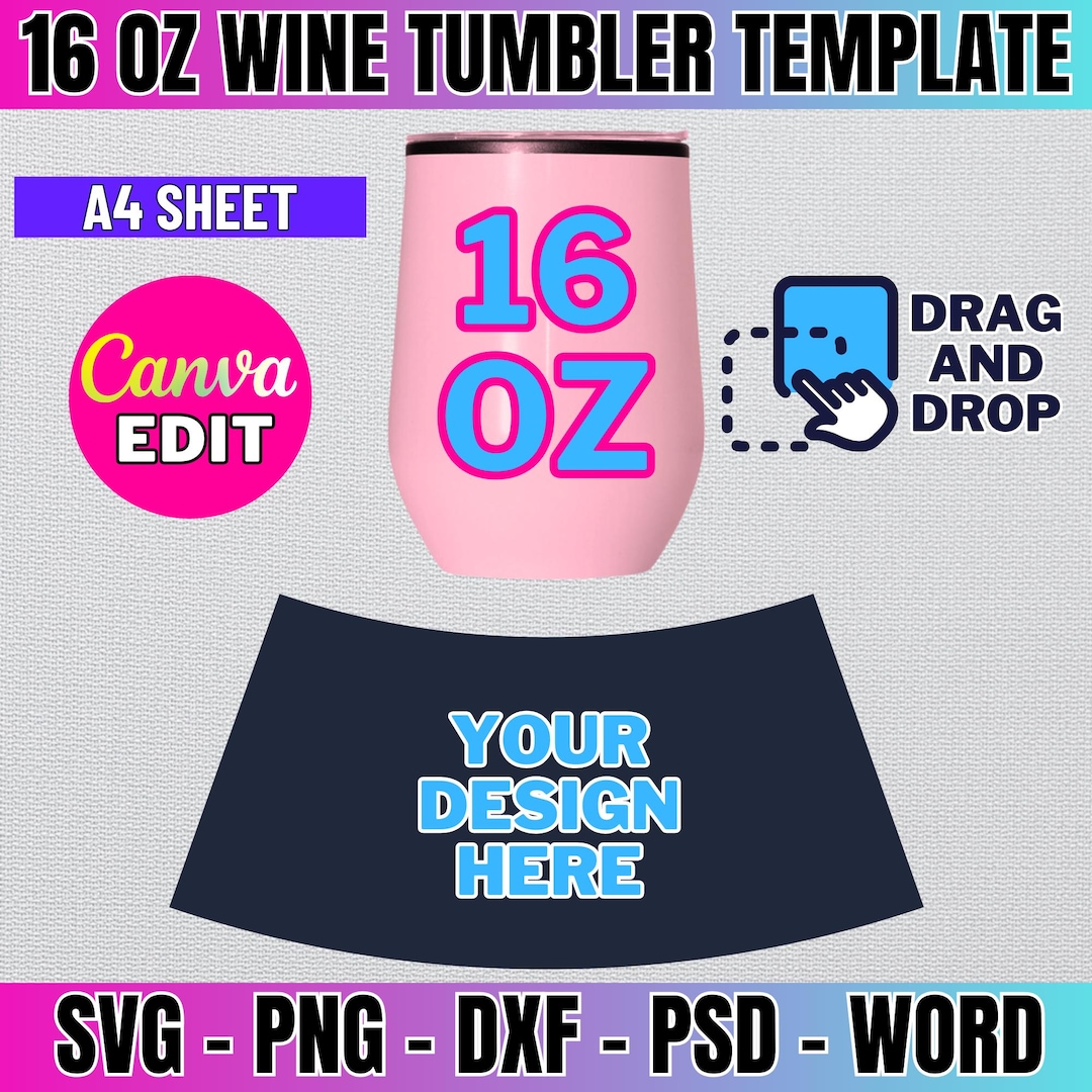 16 Oz Wine Tumbler Template, Wine Tumbler Sublimation, 16 Oz Wine ...