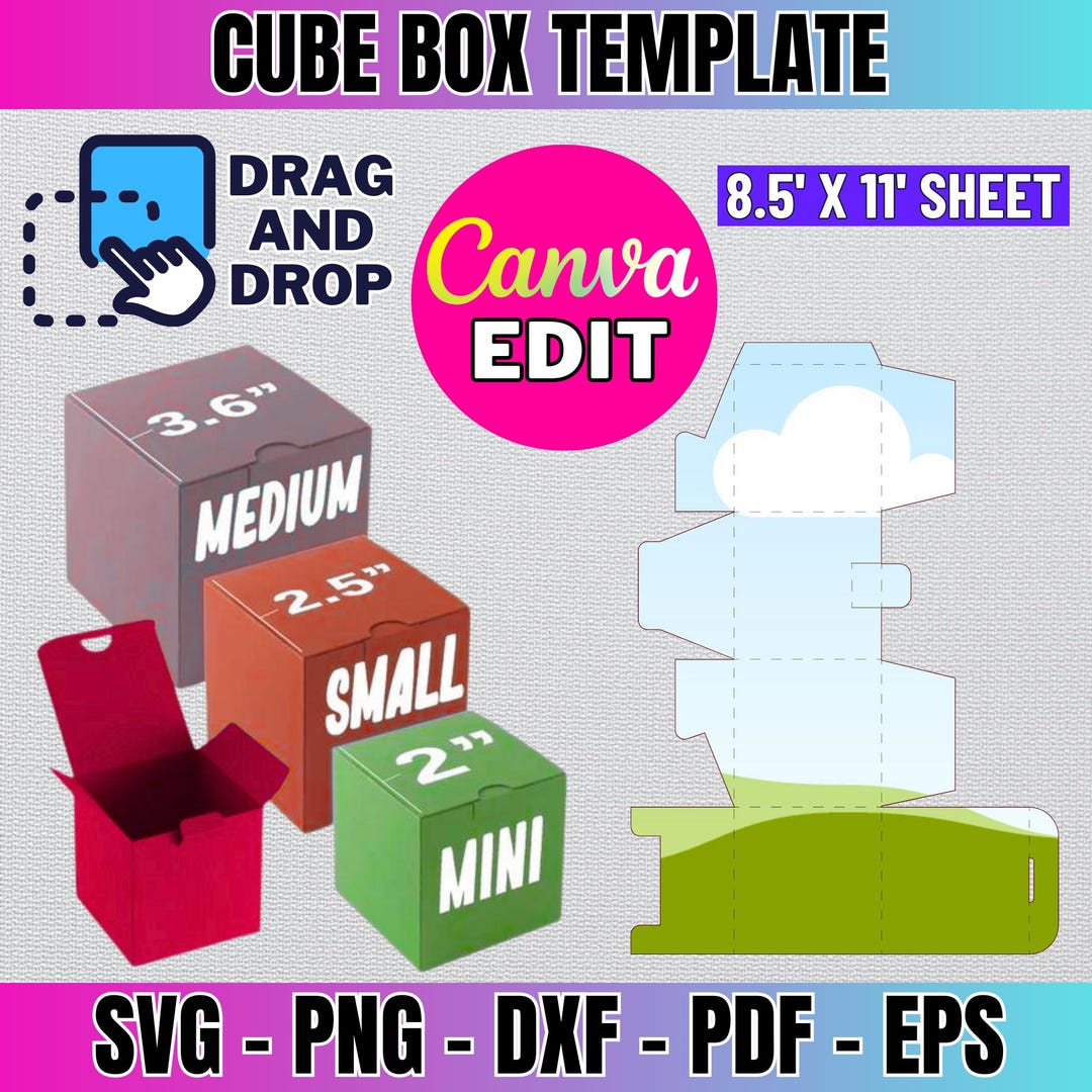 Cube Box Template Bundle, Square Box Template Svg, Classic Box Template ...