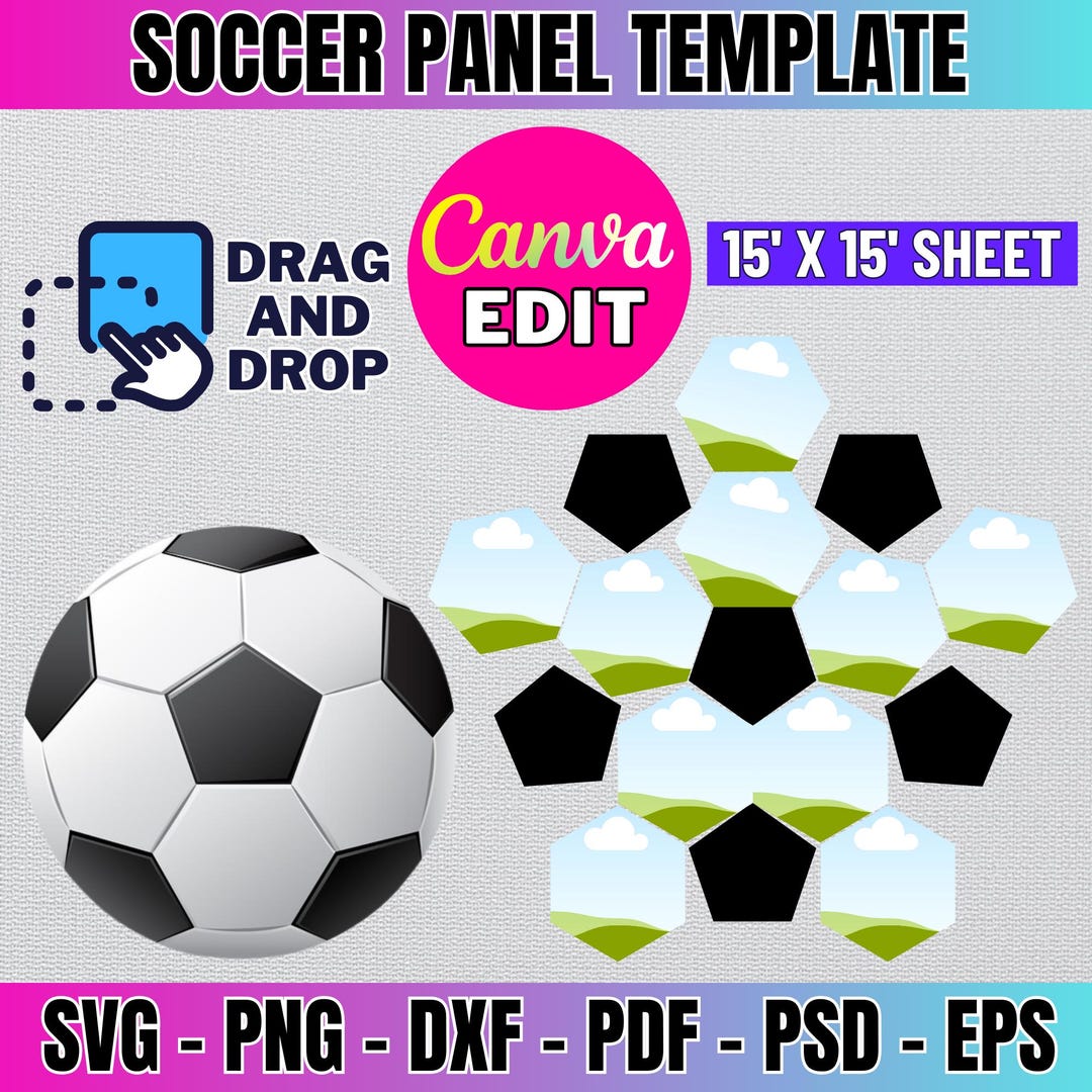 Soccer Ball Panel Template: Canva Editable, SVG PNG DXF (digital ...