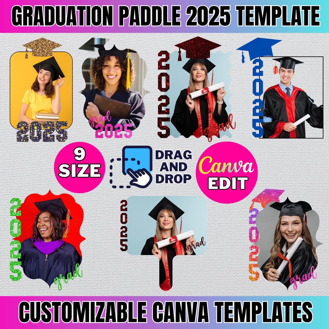 Grad Paddle Fan Template Bundle, Grad Fan, Graduation Fan Template ...