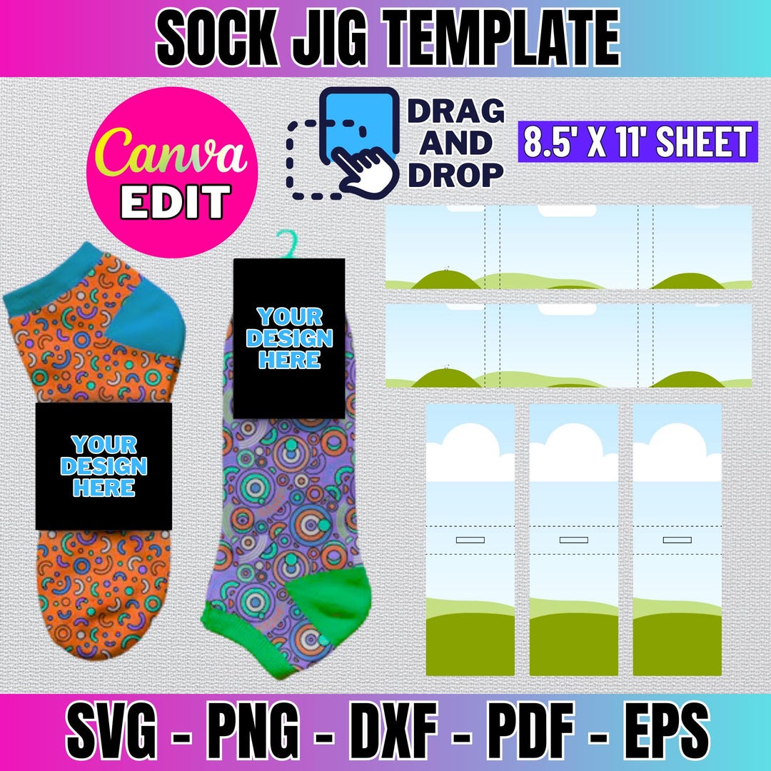 Sock Jig Template Svg, Adult Sock Jig Template, Sock Jig Sublimation ...