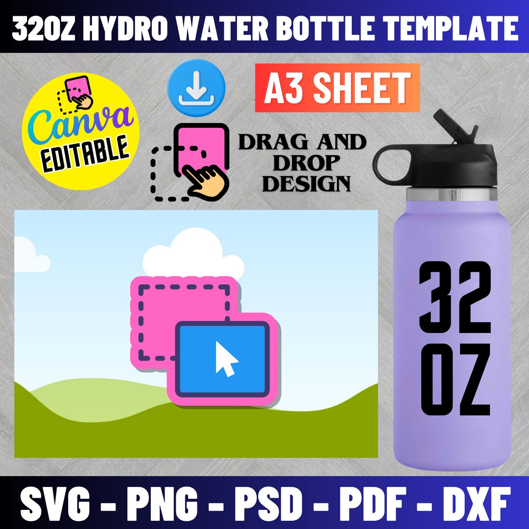 Tumbler Template Svg, 32oz Hydro Water Bottle Template, 32oz Tumbler ...