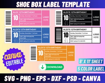 Shoebox Label Template, Shoe Box Label, Label Template, Label, Favor ...