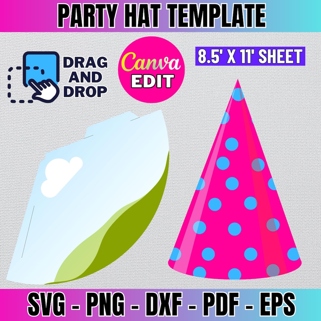 Party Hat Template, Party Hat Svg, Birthday Hat Template, Blank Hat ...