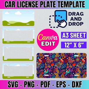 Car License Plate Template Bundle: Sublimation Design (digital Download ...