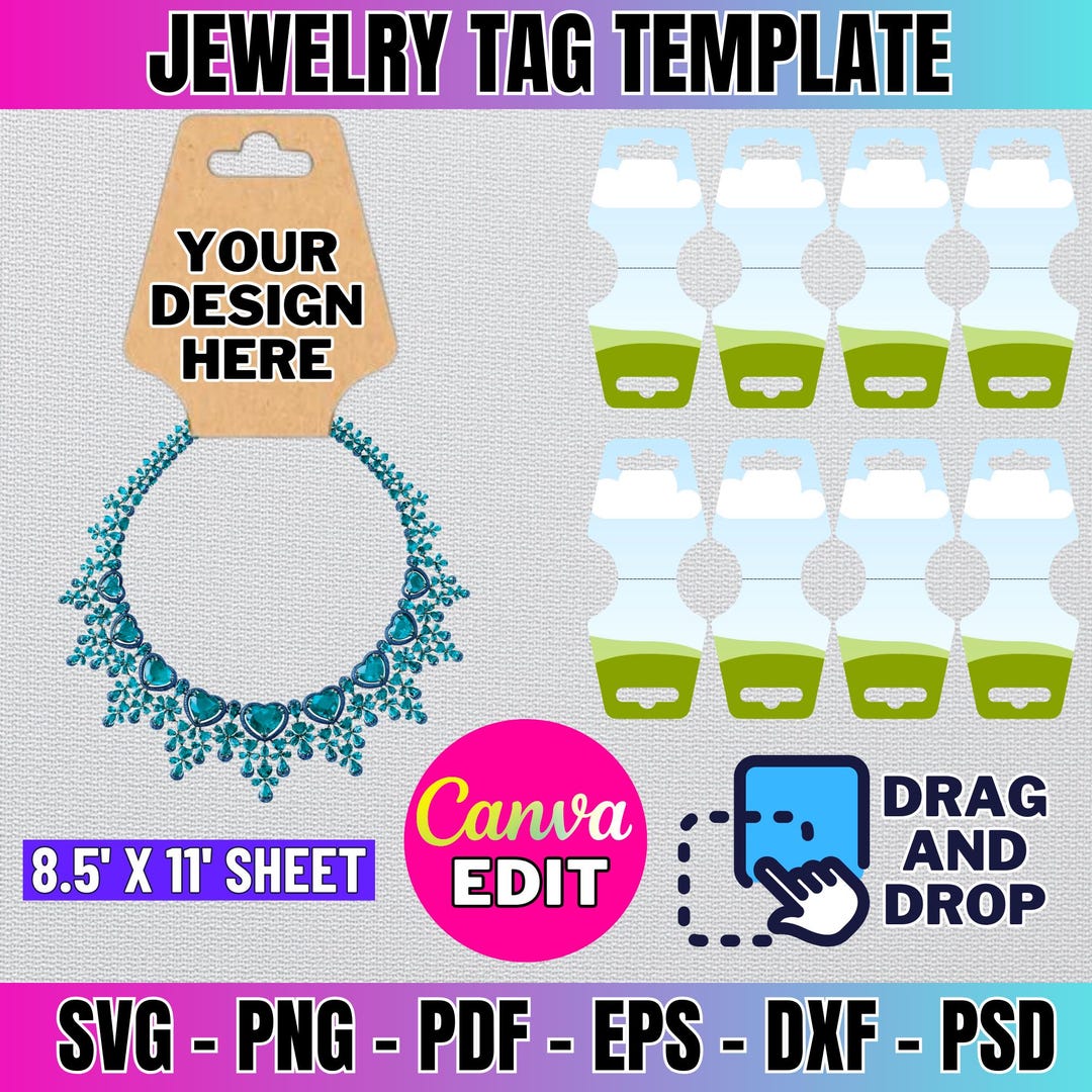 Jewelry Tag Template: Necklace & Bracelet Display Card (digital ...