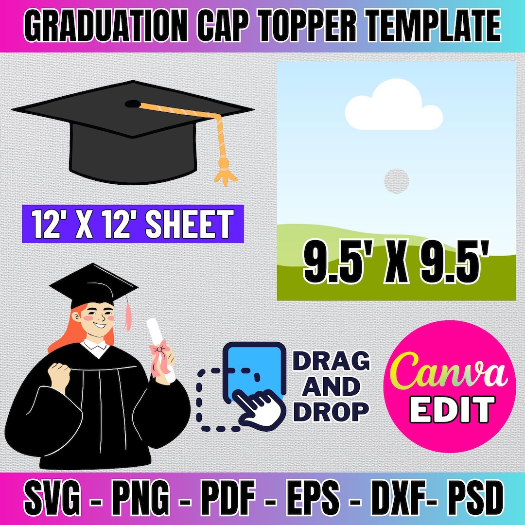 Graduation Cap Topper Templates, Graduation Stole Template, Blank ...