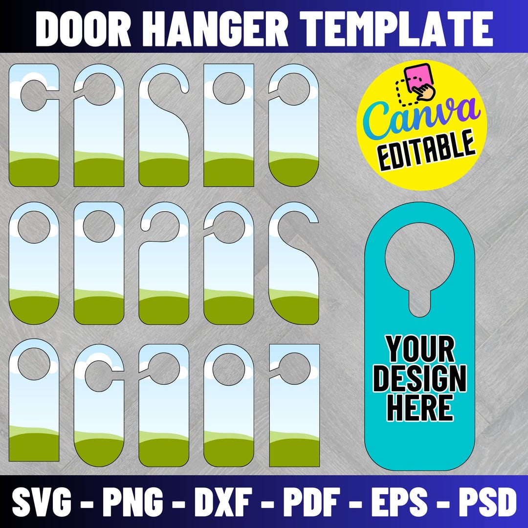 Door Hanger Template, Door Hanger Svg, Door Knob Hanger Svg, Hotel Door ...