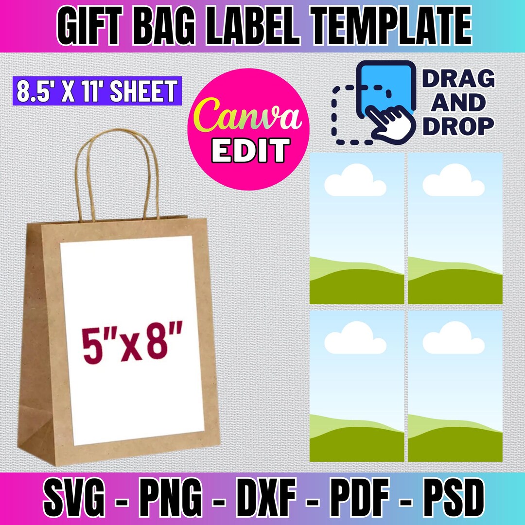 Gift Bag Label Template, Birthday Bag Template, Party Favor Template ...