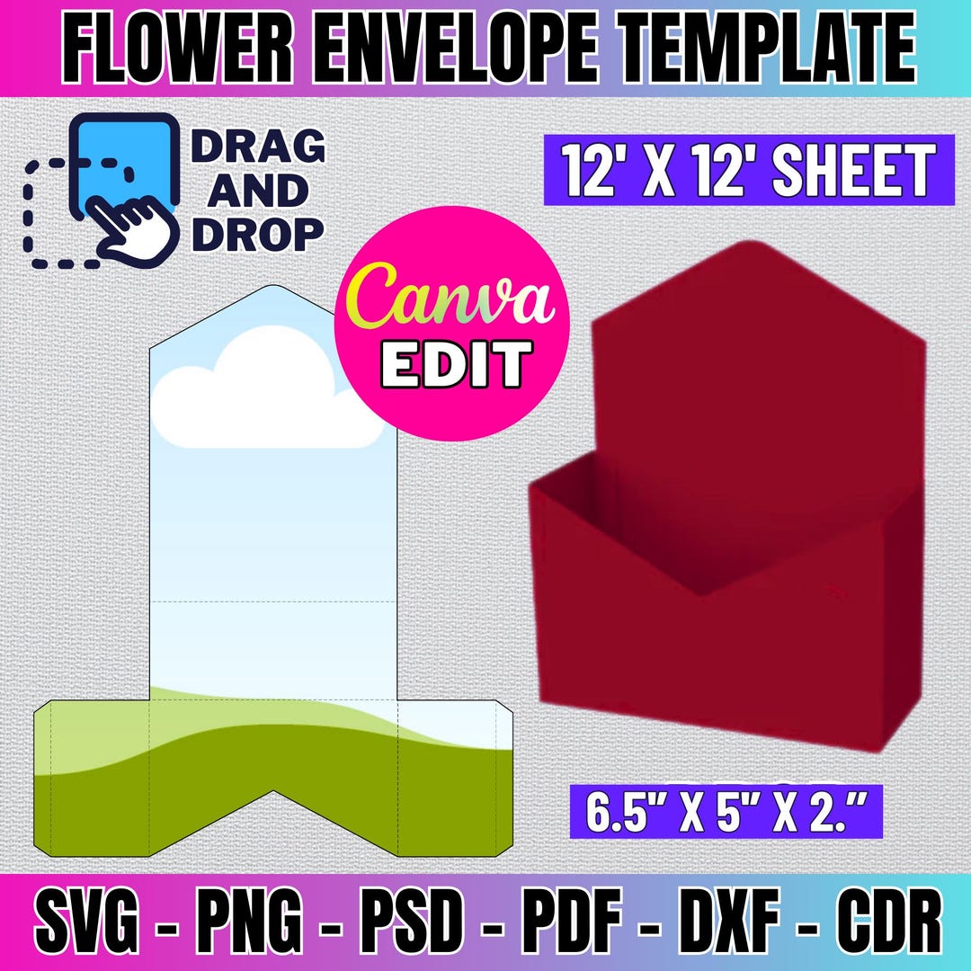 Flower Envelope Box Template: Canva Editable (digital Download) - Etsy