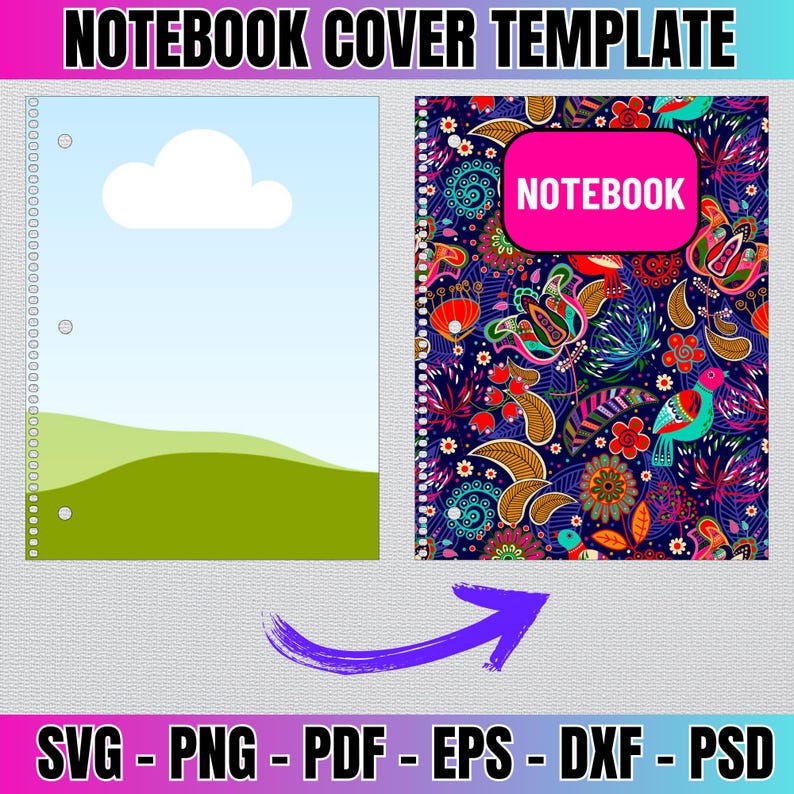 Notebook Cover Template: 42 Hole Spiral, Custom Design (digital ...