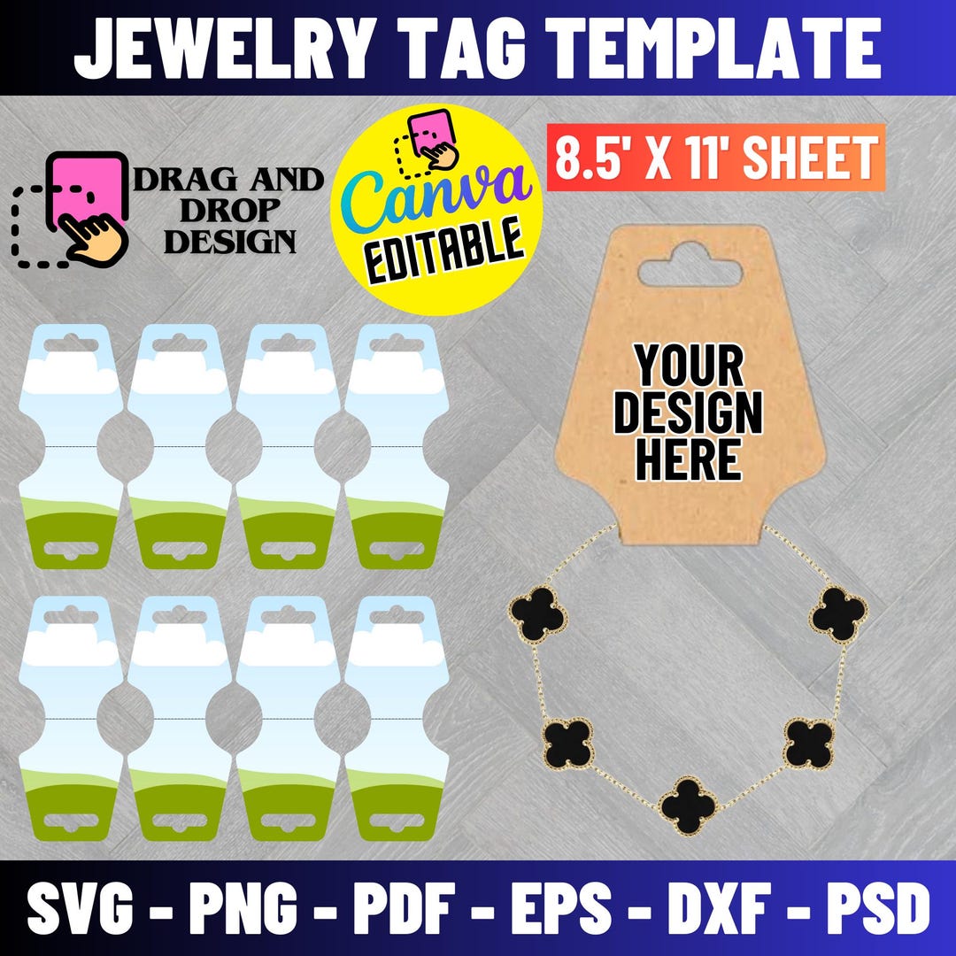 Jewelry Tag Template, Bracelet Card Display Template, Necklace Display ...