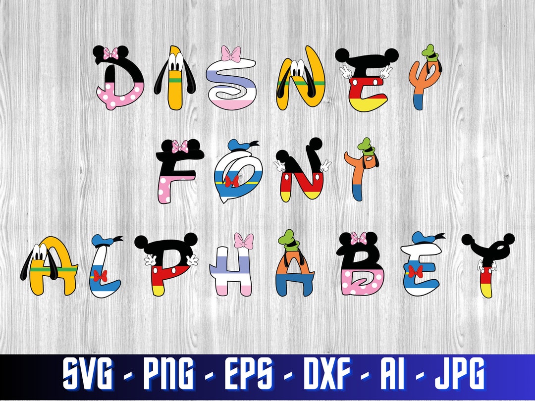 Mickey Alphabet Svg , Mickey & Friends Font Cricut Vector Bundle ...