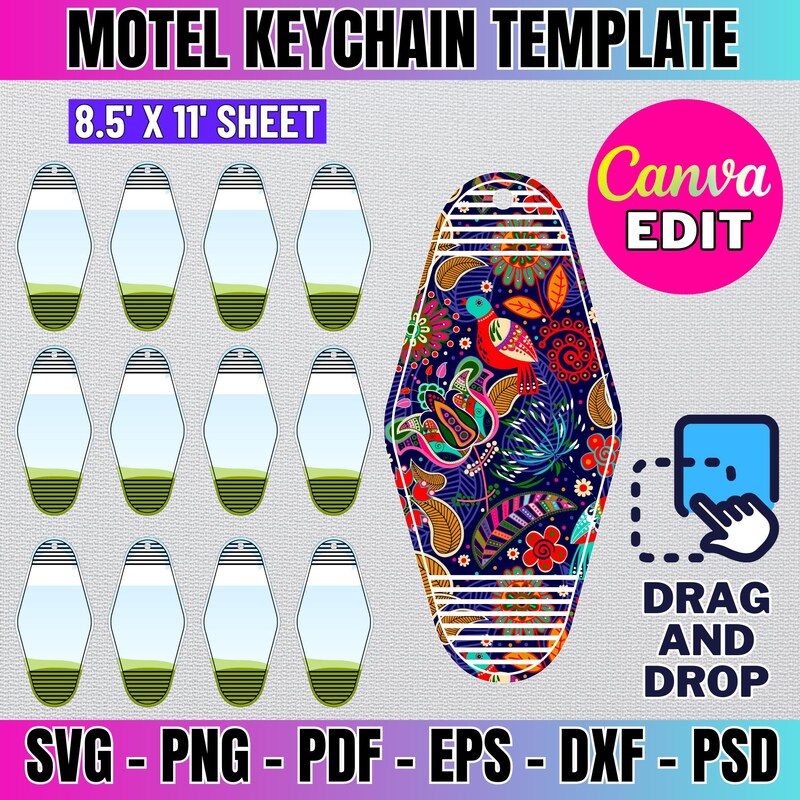 Motel Keychain Template - Etsy