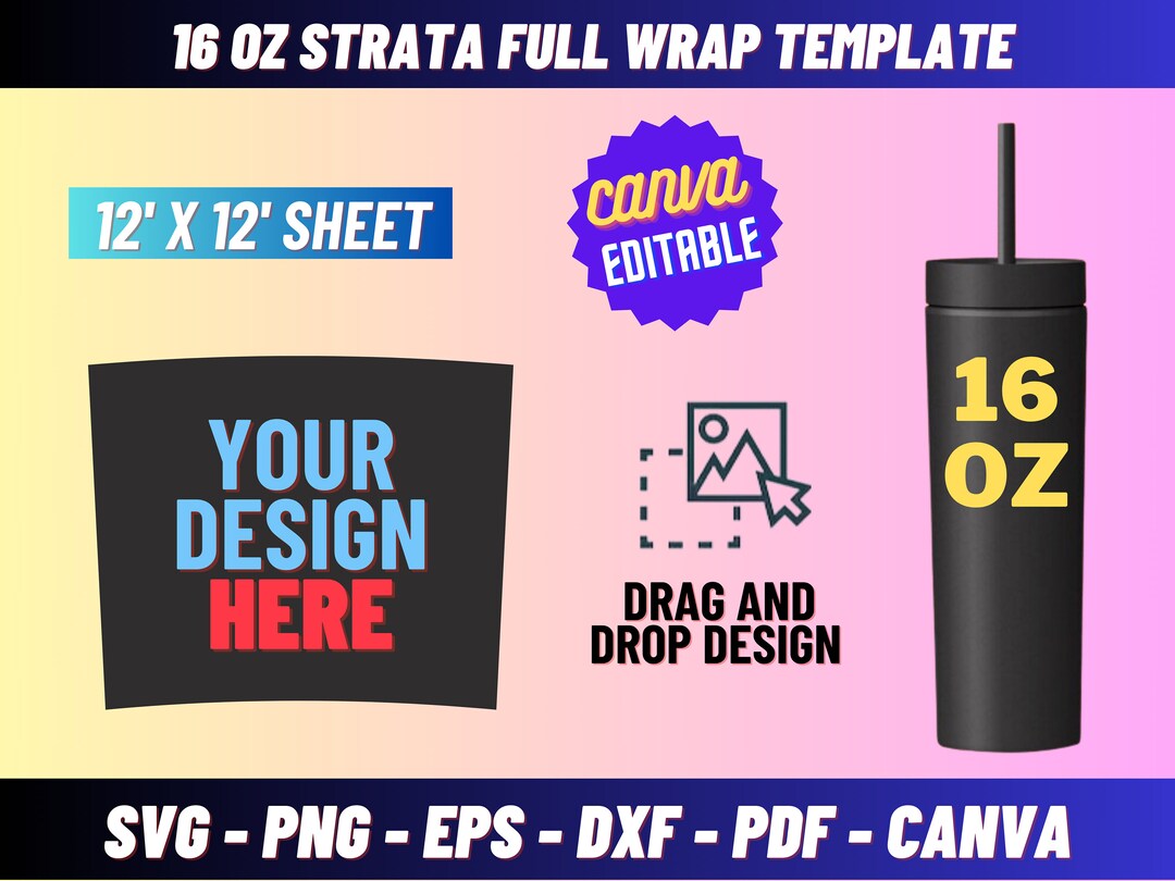 16 Oz Strata Wrap Template, Strata Wrap Template Svg, Strata Tumbler ...