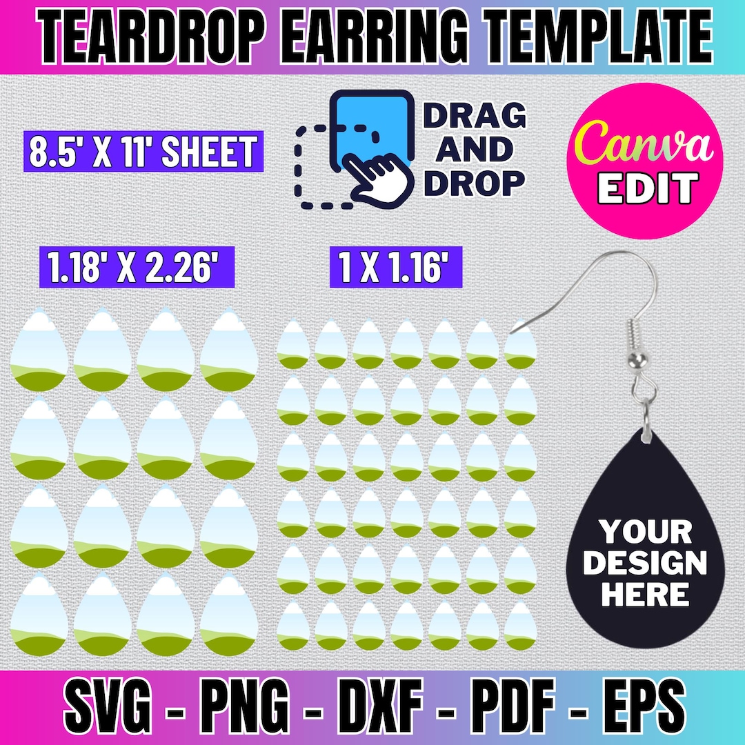 Teardrop Earring Sublimation Template Bundle (digital Download) - Etsy