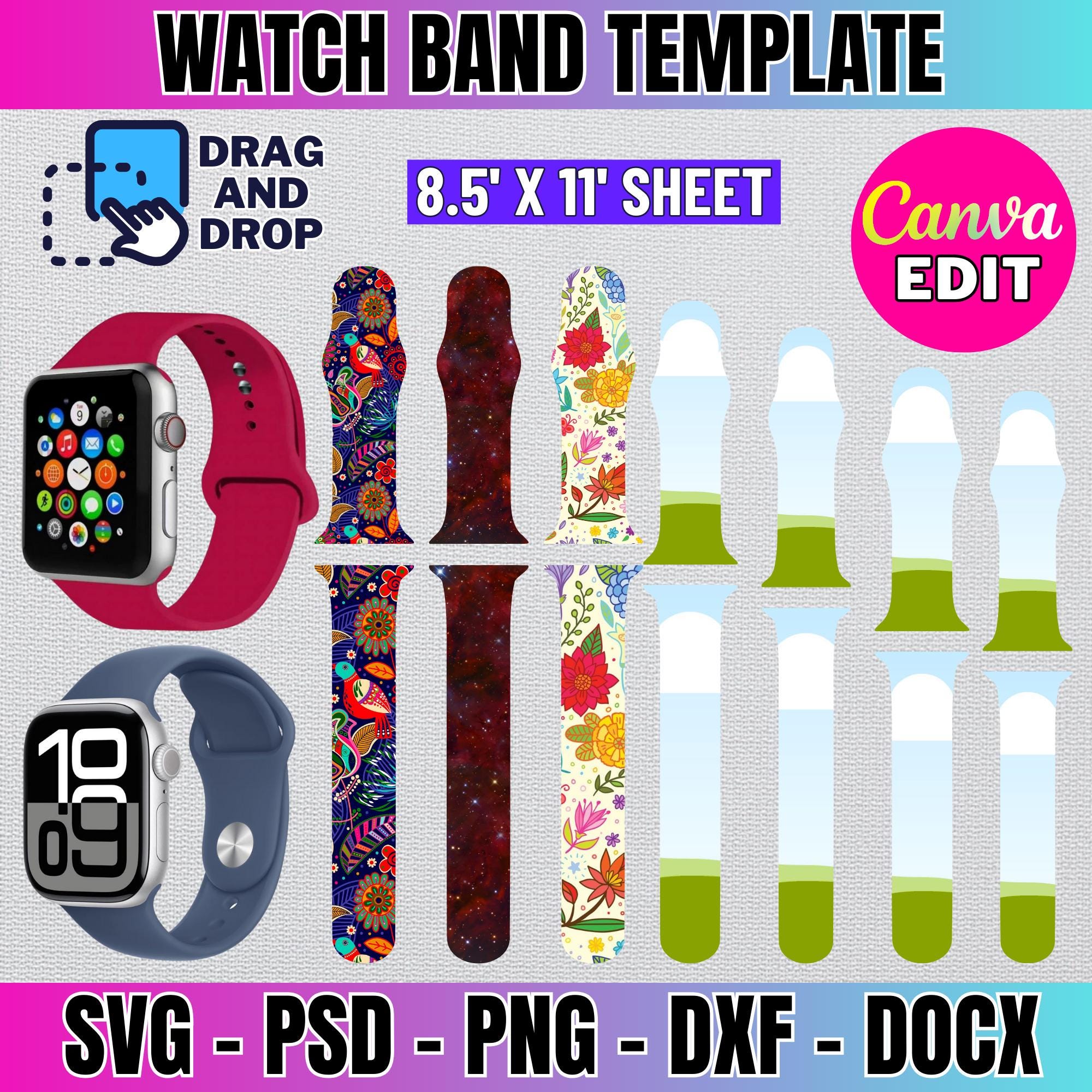 Iwatch Band Template SVG: Sublimation Blank, Watch Band Jig (digital ...