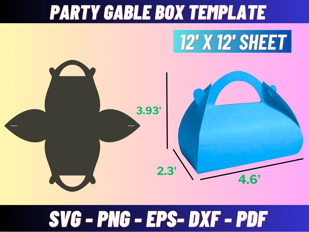 Gable Box Template, Party Gable Box Template, Box Svg, Gift Box Svg ...
