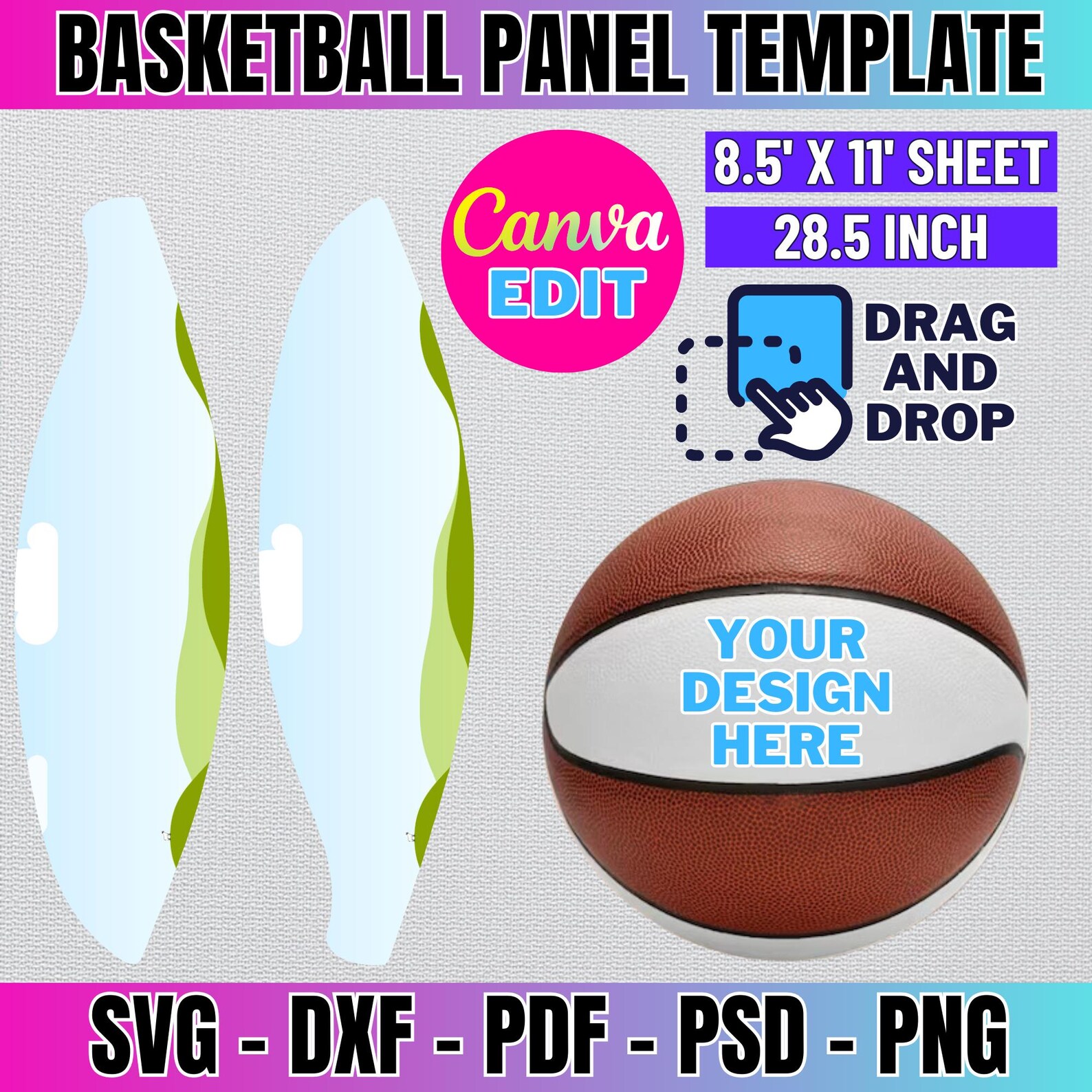 Basketball Panel Template: Canva Editable, Custom Sublimation (digital ...