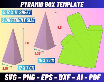 Pyramid Box Bundle, Gift Box Template, Pyramid Favor Box, Birthday Gift ...