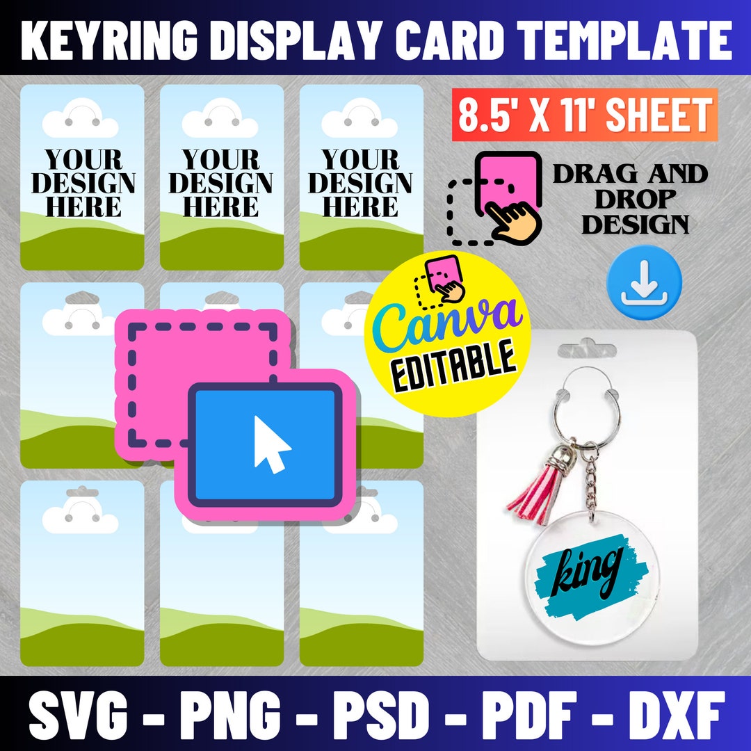 Keychain Display Card Template, Keyring Display Card Svg, Keyring ...