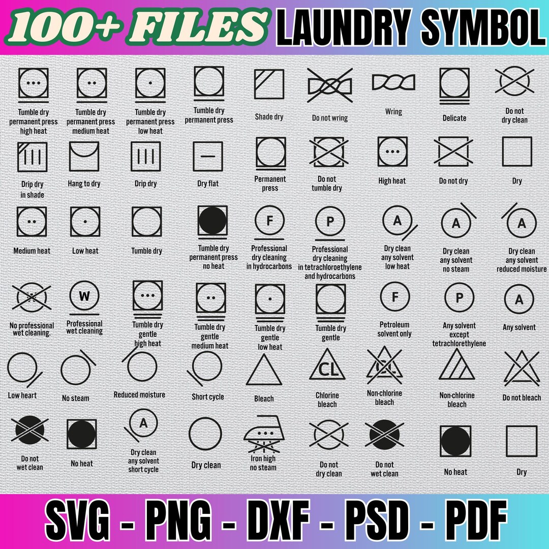 Laundry Symbols SVG Bundle, Laundry Svg, Laundry Sign Svg, Laundry ...